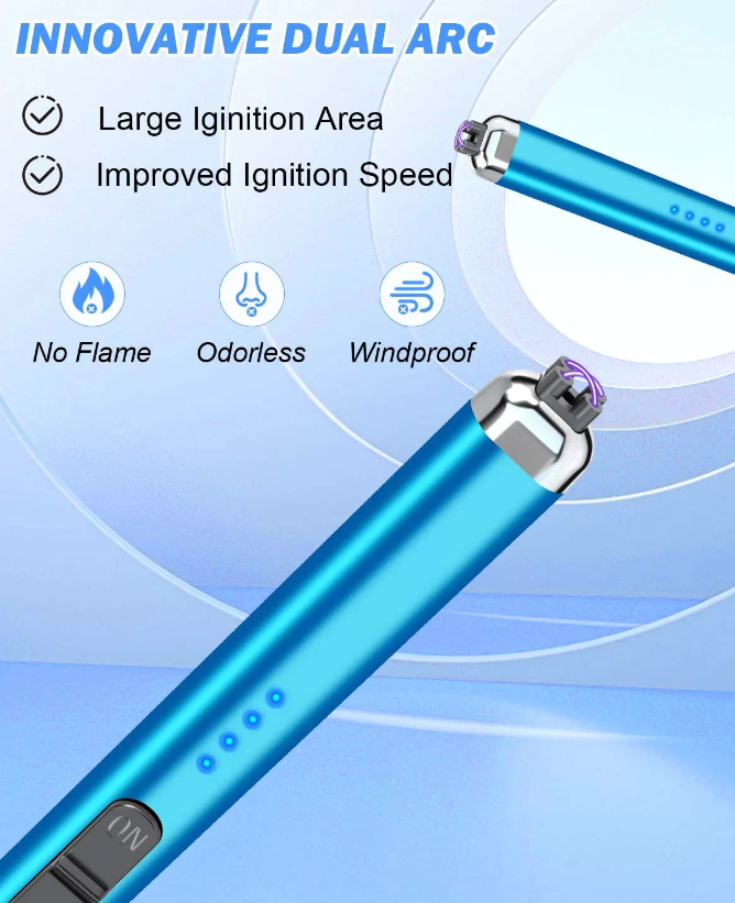 Buy Dual Arc Electric Lighter With Rechargeable Battery Sapphire Blue ...