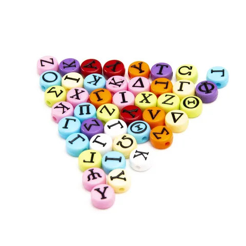 Buy Ar1018 Flat Round Acrylic Letter Beads Greek Alphabet Beads For Diy ...