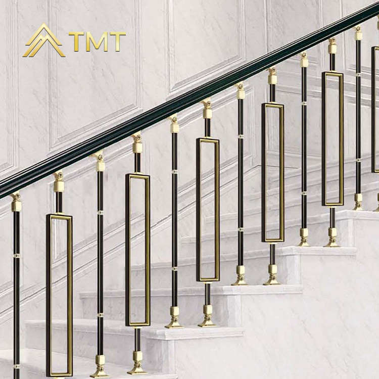 Buy Black Gold Metal Stair Handrail Steel Railing Baluster Laser ...