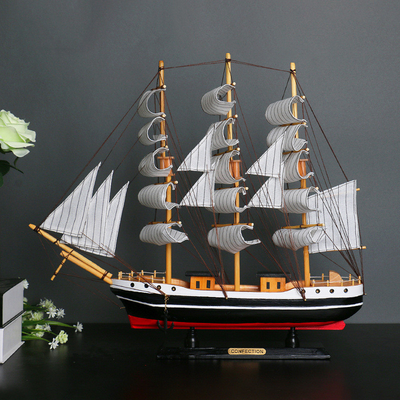 Buy Creative Wooden Simulation 50cm Sailing Boat Model Living Room ...