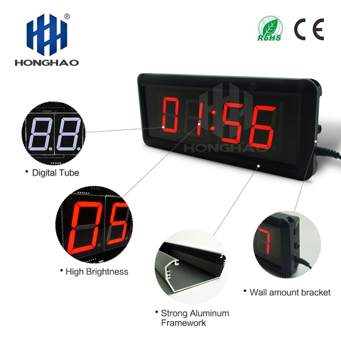 Buy Hangzhou Honghao 4 Digit 1.5 Inch Red Led Wall Count Up Watch ...