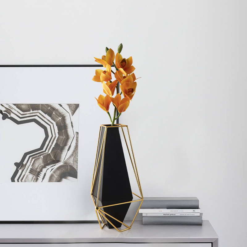 Buy Luxury Iron Art Decorative Gold Metal Frame Vase Metal Handicraft ...