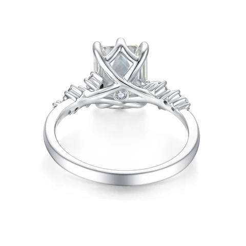 Buy Luxury Jewelry Diamond Ring Out Emerald Cut Rectangle Moissanite ...