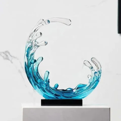 Buy Modern Decoration Transparent Resin Wave Abstract Sculpture Living ...