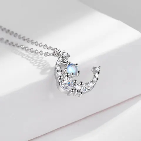 Buy New Star Moon Love Magic Color Moonstone Necklace Light Luxury ...