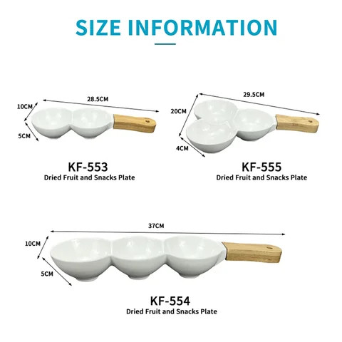 Buy Nordic Creative Ceramic Partition Plate With Wooden Handle White ...