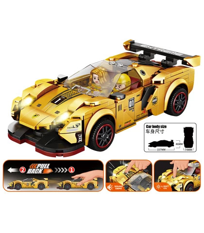 Buy Pull Back Racing Car With Light And Sound Technique Micro Bricks ...