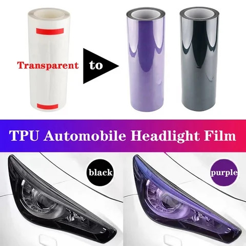 Buy Self Healing White To Purple Color Change Protection Car Headlight Tpu Film Photochromic ...