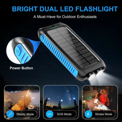 Buy Solar Charger 20000 Mah Power Banks Dual Usb Waterproof Powerbank ...